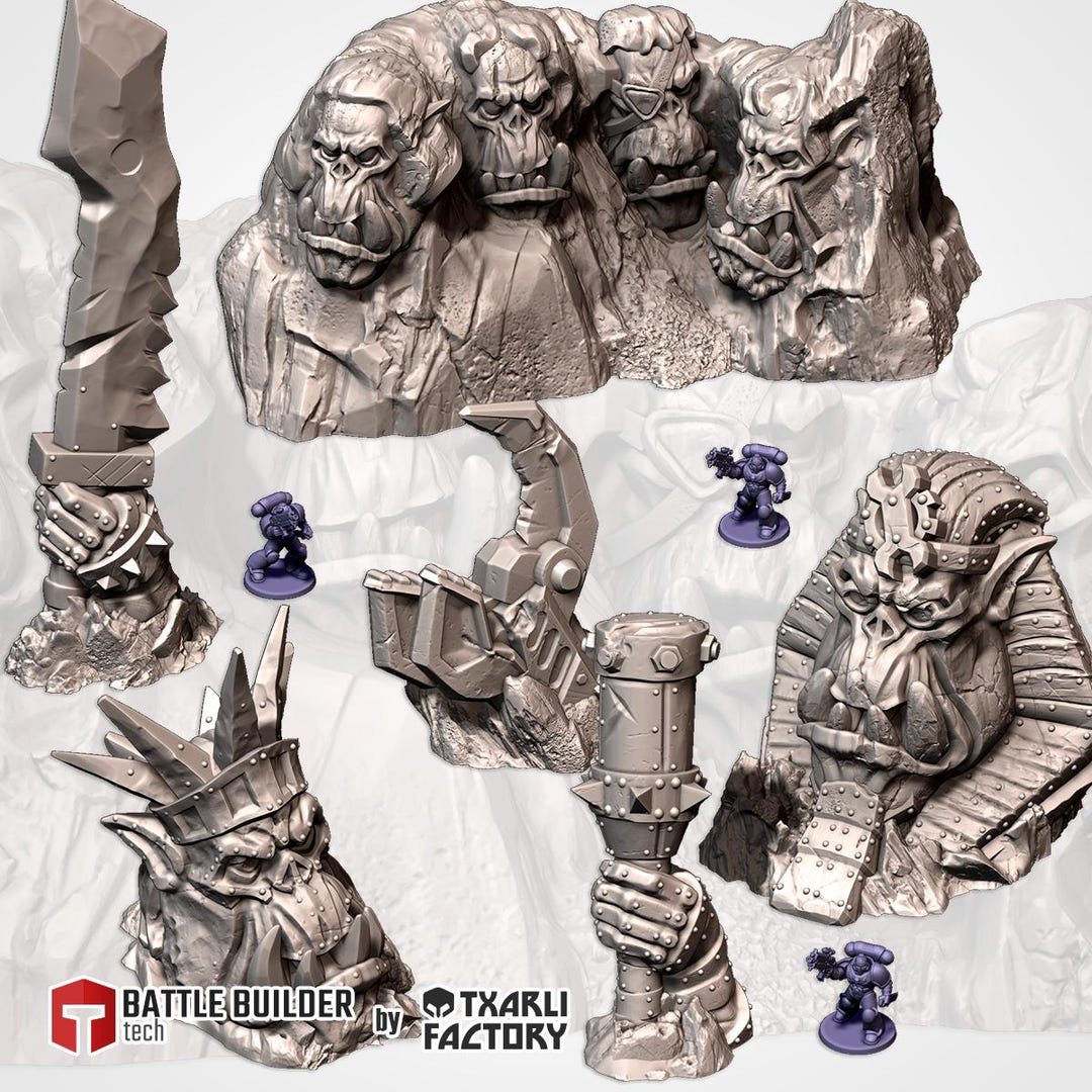 Ork Monument Terrain by Txarli Factory 3D Printed 28mm 32mm Scenery ...