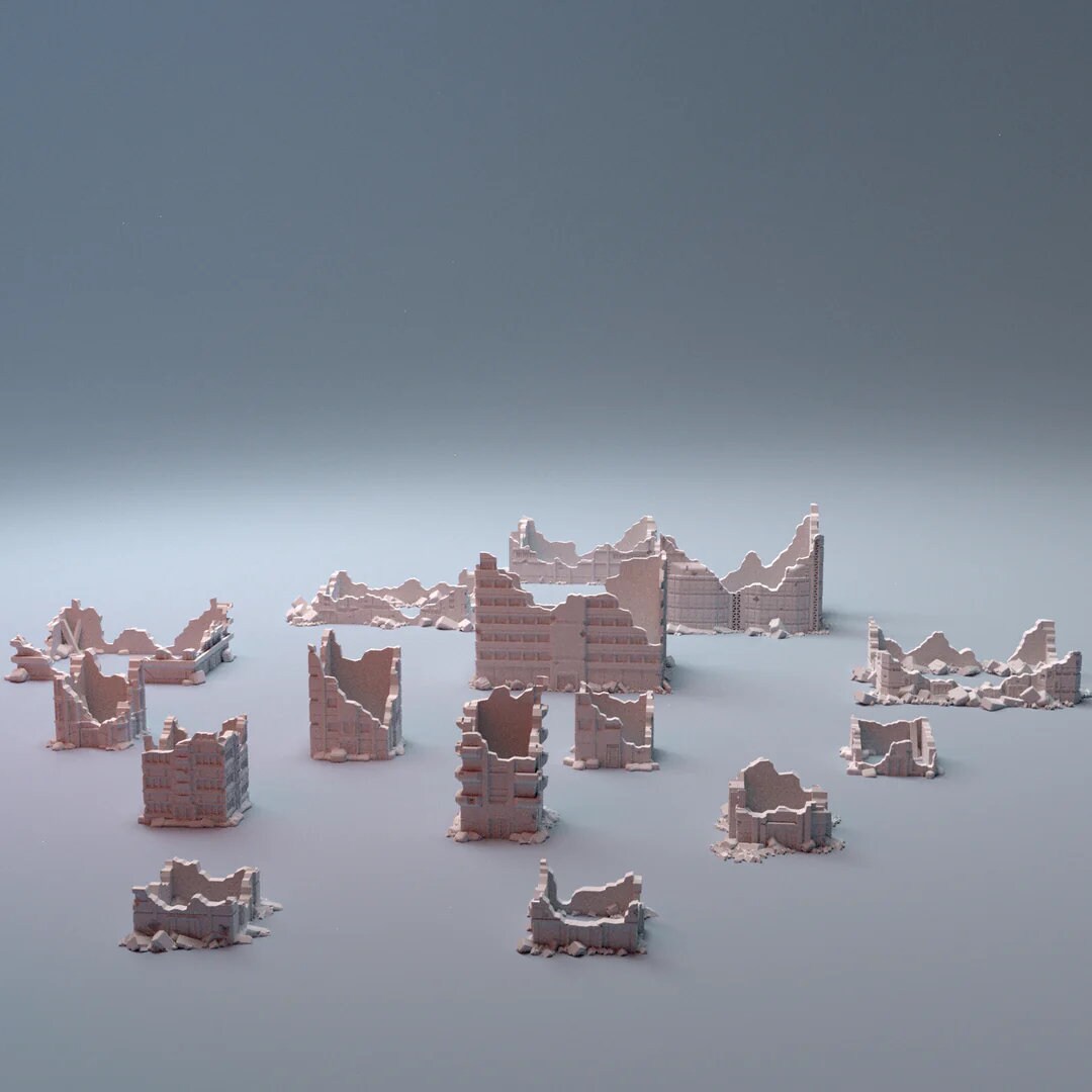 Mecha City Alpha Ruined Buildings Terrain by Corvus Games 6mm 8mm 10mm ...