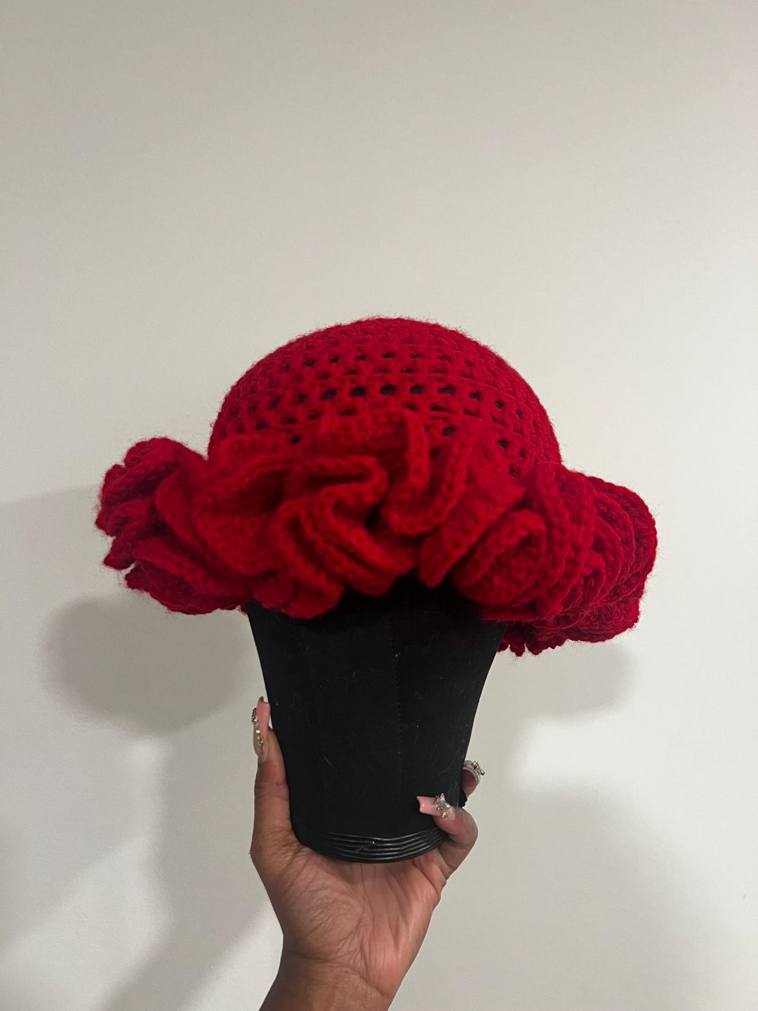 Valentines Crochet Ruffle Hat - Red - Etsy