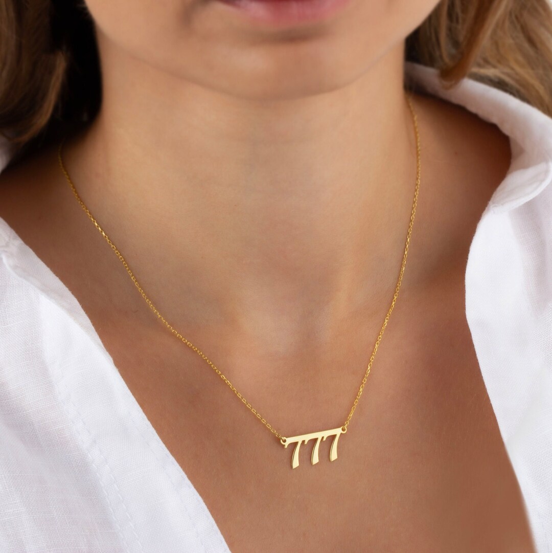 14K Solid Gold Angel Numbers Necklace,lucky Number Jewellery ...