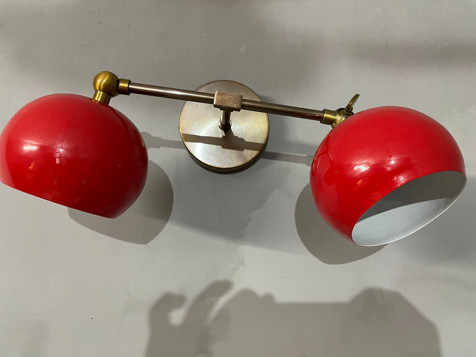 Red Metal Diabolo Wall Sconce: Brass Stilnovo Style Vanity Light - Etsy