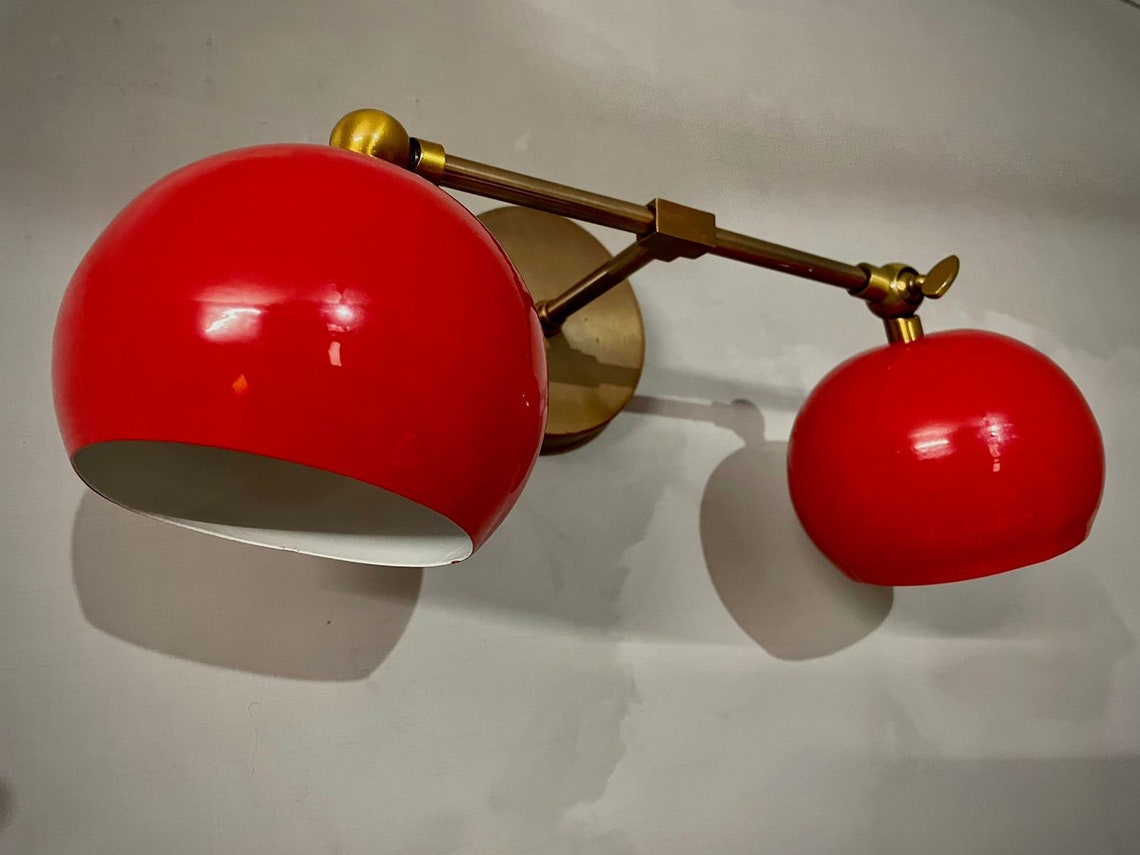 Red Metal Diabolo Wall Sconce: Brass Stilnovo Style Vanity Light - Etsy