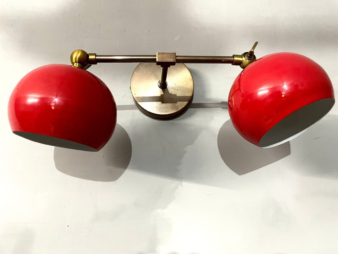 Red Metal Diabolo Wall Sconce: Brass Stilnovo Style Vanity Light - Etsy