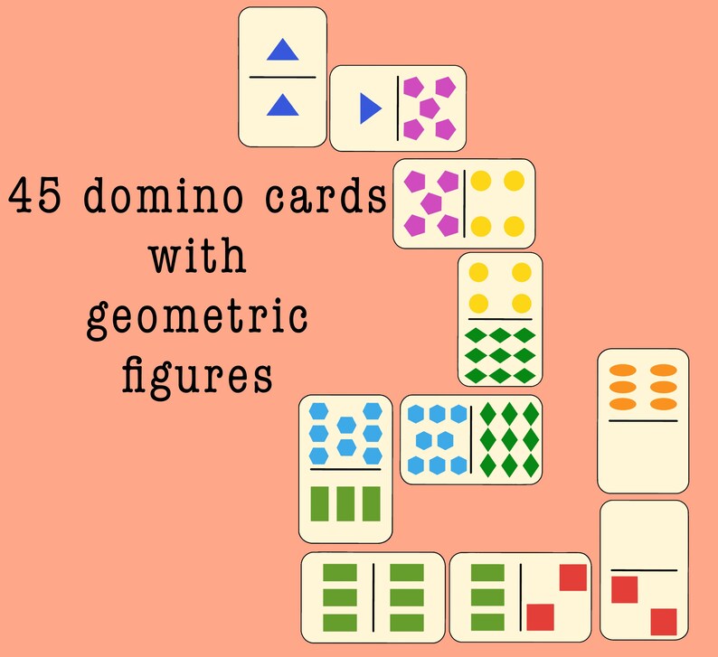 2 Sets of Printable Domino Cards-original and With Geometric Shapes ...