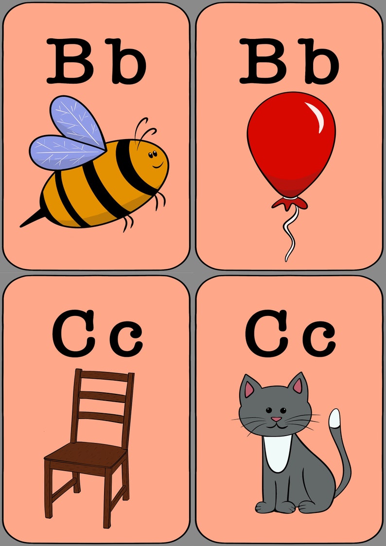 78 Printable Alphabet Educational Flash Cards With Pictures for Kids ...