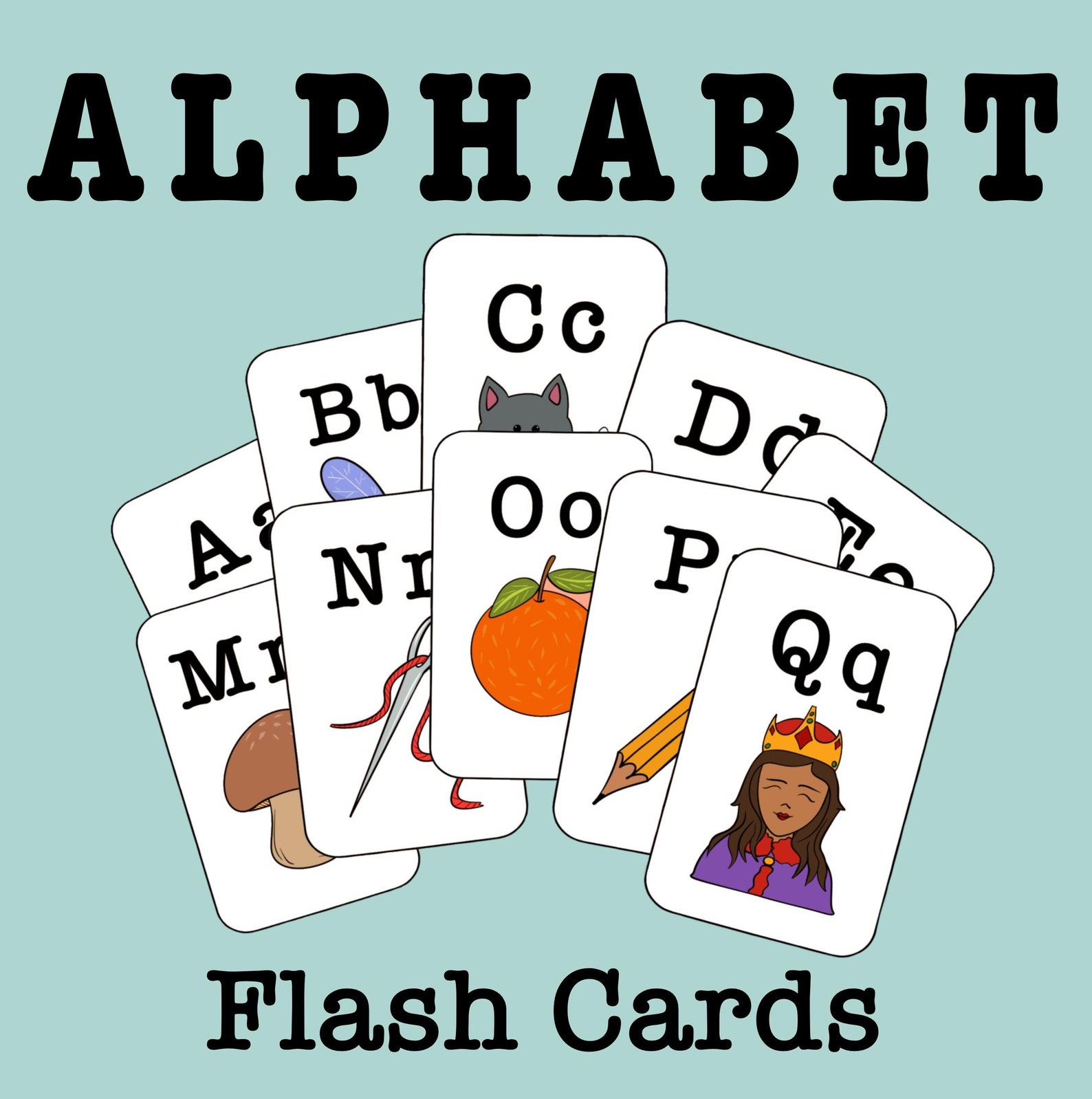 78 Printable Alphabet Educational Flash Cards With Pictures for Kids ...