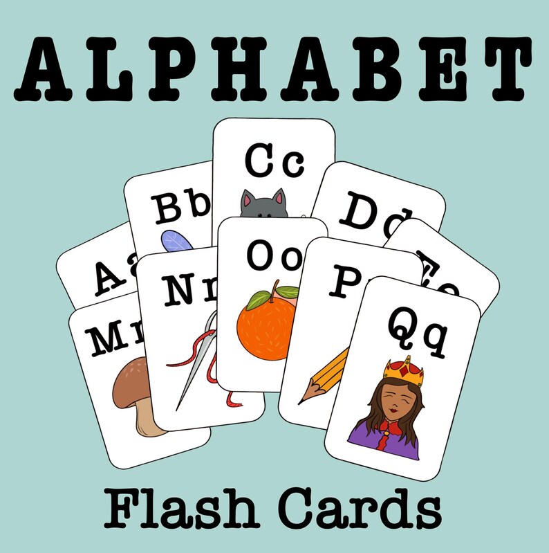 78 Printable Alphabet Educational Flash Cards With Pictures for Kids ...