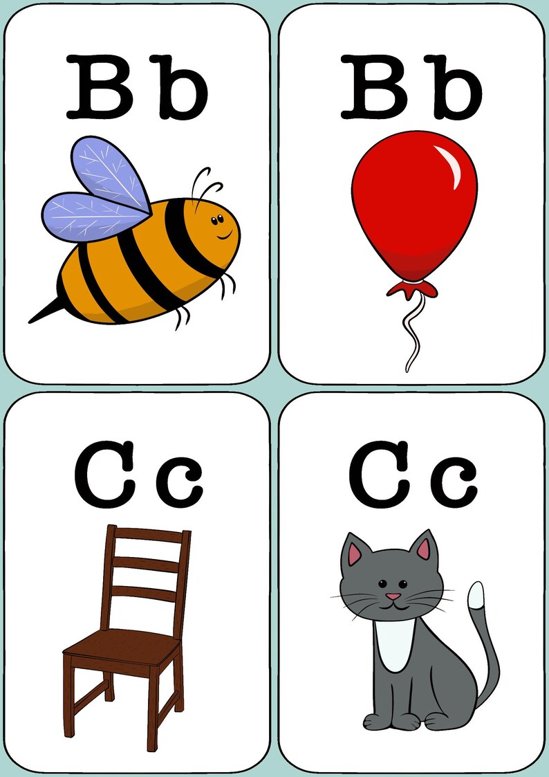 78 Printable Alphabet Educational Flash Cards With Pictures for Kids ...