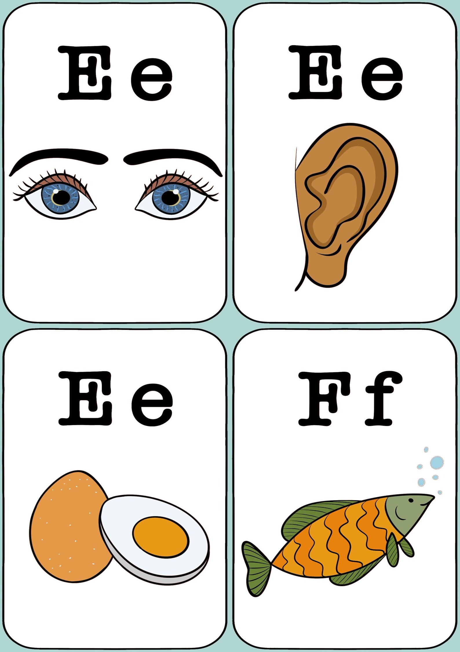 78 Printable Alphabet Educational Flash Cards With Pictures for Kids ...