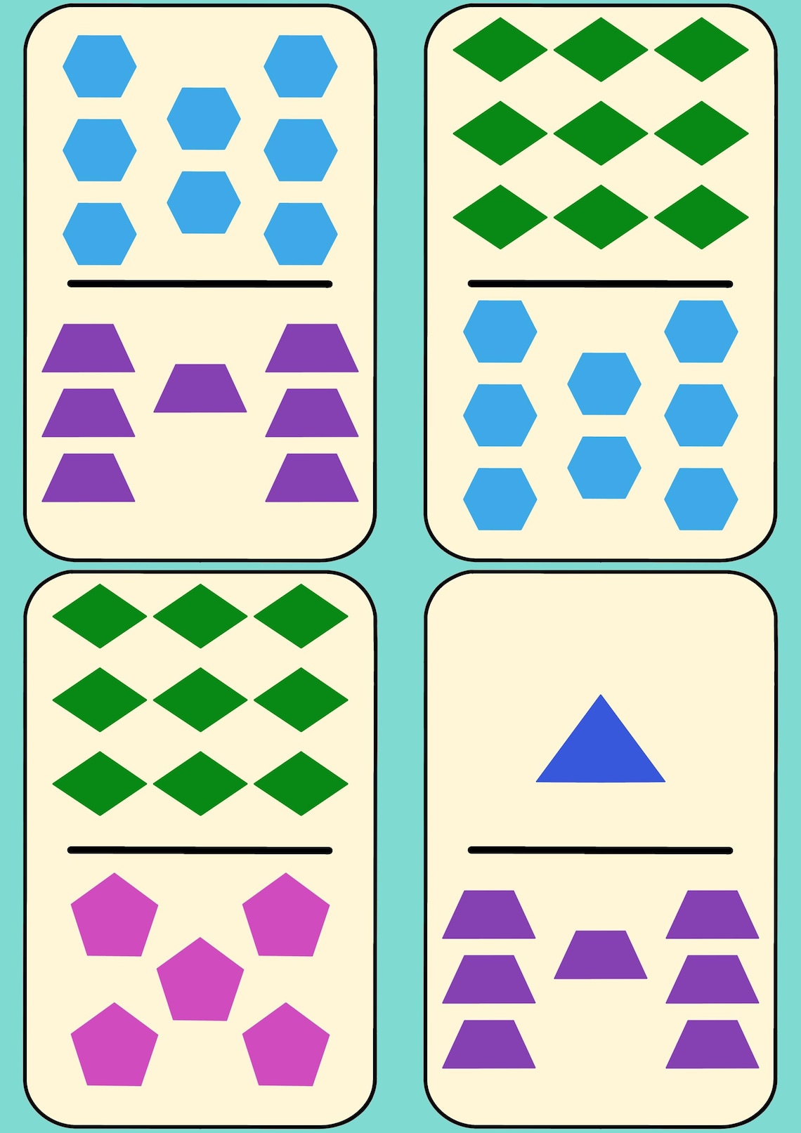 2 Sets of Printable Domino Cards-original and With Geometric Shapes ...