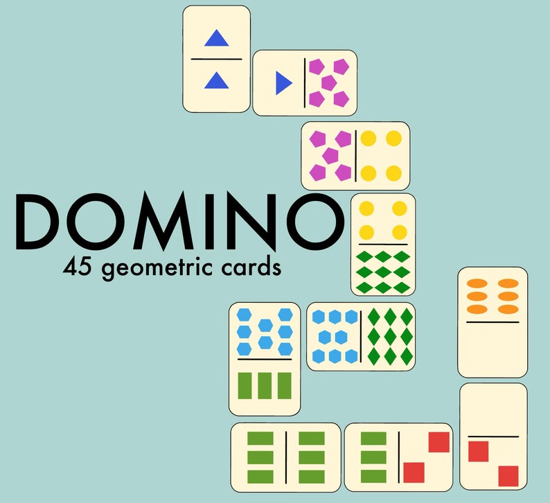 2 Sets of Printable Domino Cards-original and With Geometric Shapes ...