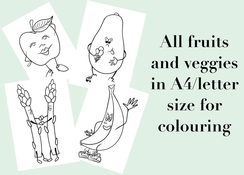 50 Printable Colourful and Funny Fruits and Veggies Learning Flash ...