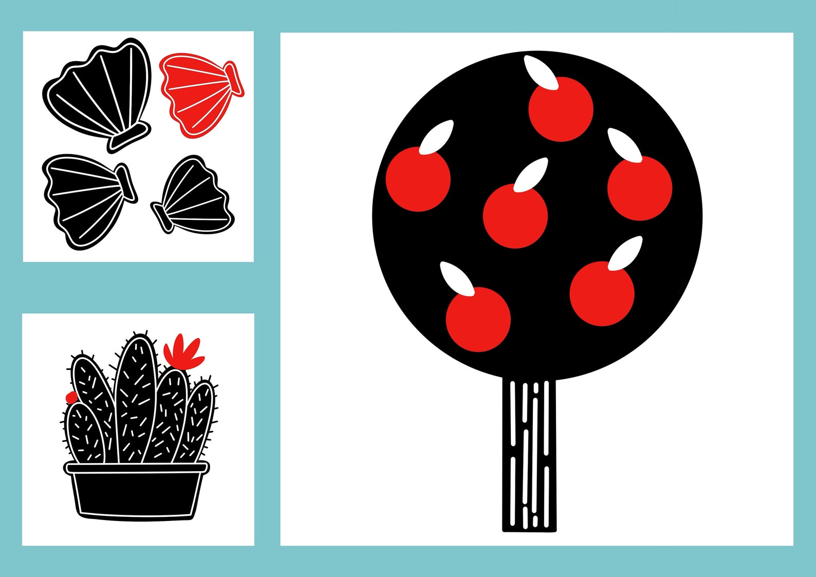 200 High Contrast Black, White, Red Sensory Cards for Infants ...