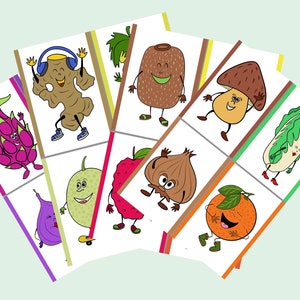 50 Printable Colourful and Funny Fruits and Veggies Learning Flash ...