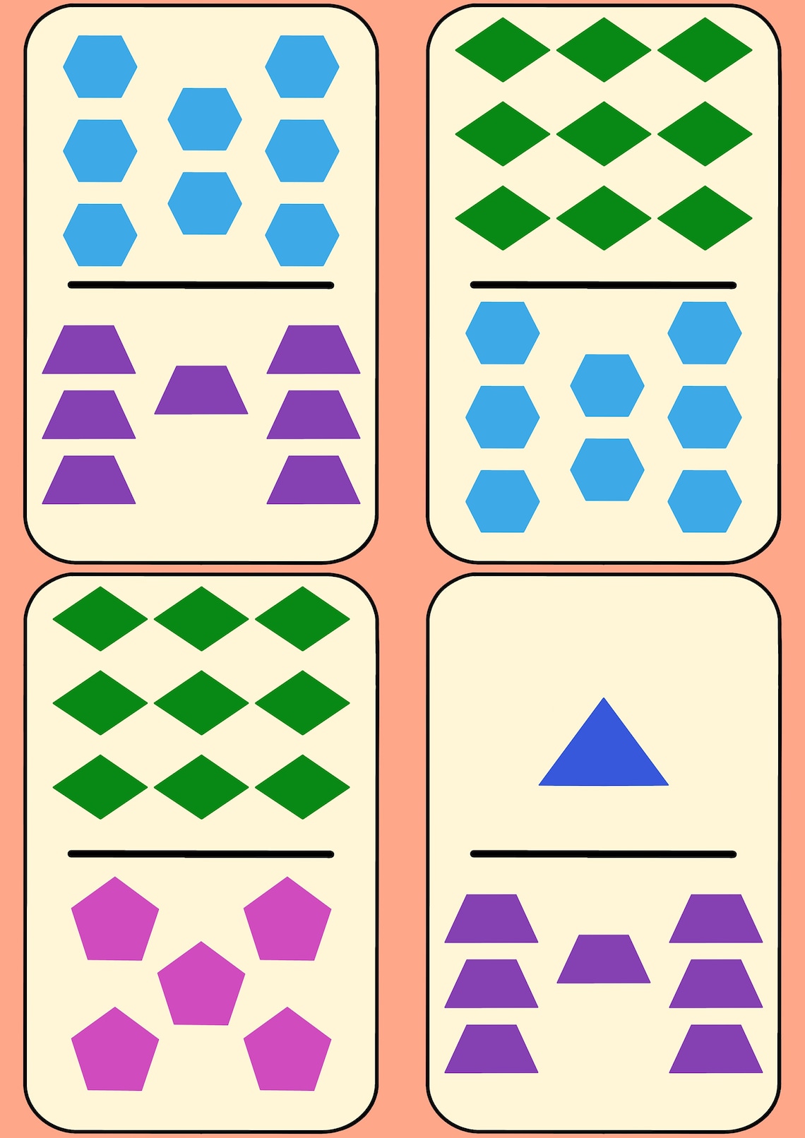 2 Sets of Printable Domino Cards-original and With Geometric Shapes ...