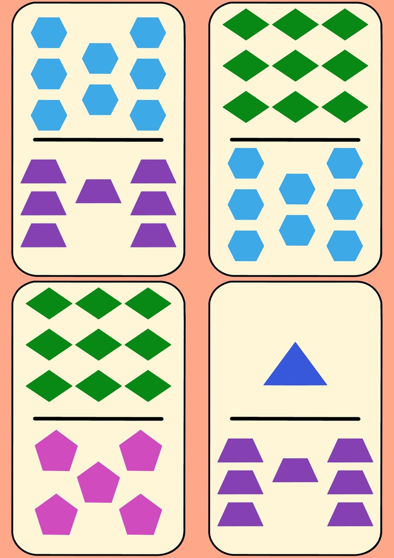 2 Sets of Printable Domino Cards-original and With Geometric Shapes ...