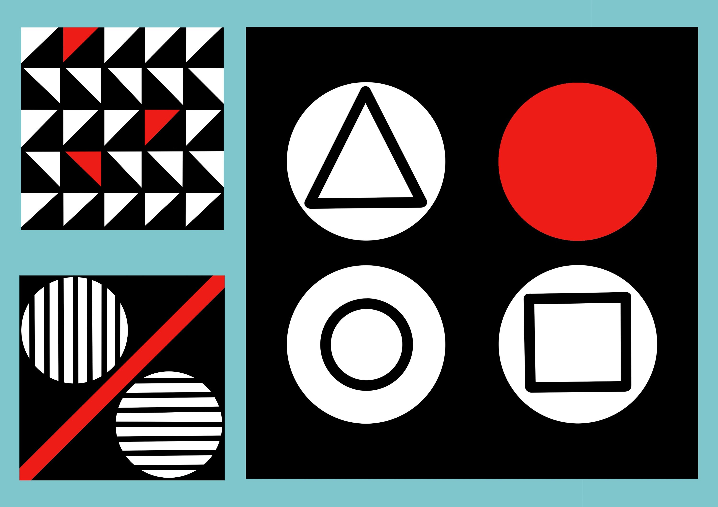 200 High Contrast Black, White, Red Sensory Cards for Infants ...