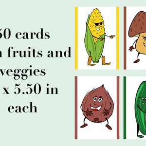 50 Printable Colourful and Funny Fruits and Veggies Learning Flash ...