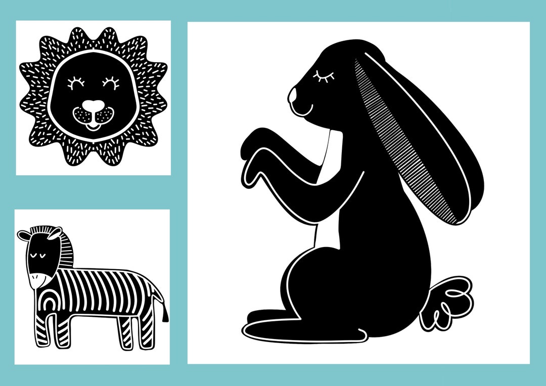 200 High Contrast Black, White, Red Sensory Cards for Infants ...