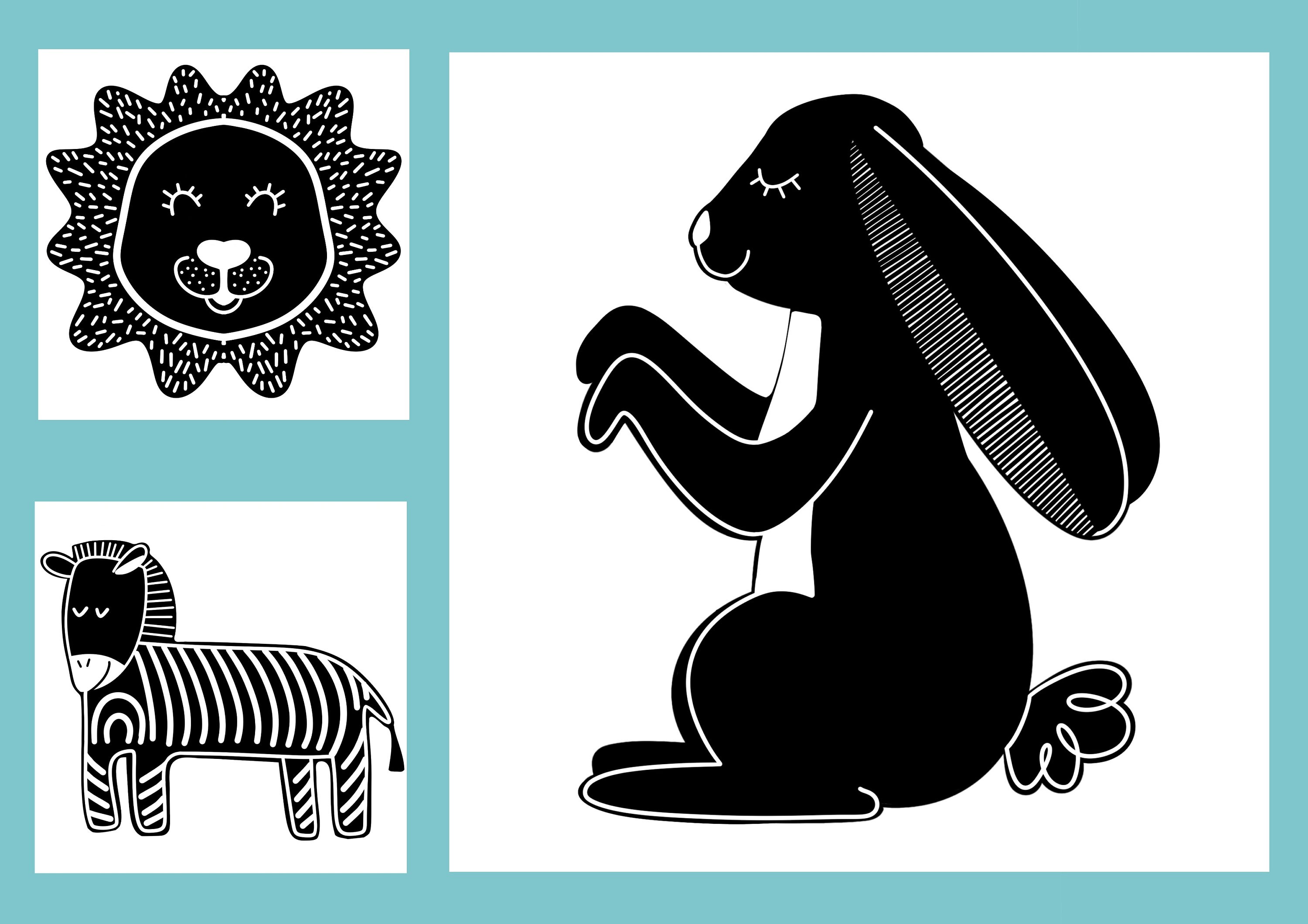 200 High Contrast Black, White, Red Sensory Cards for Infants ...