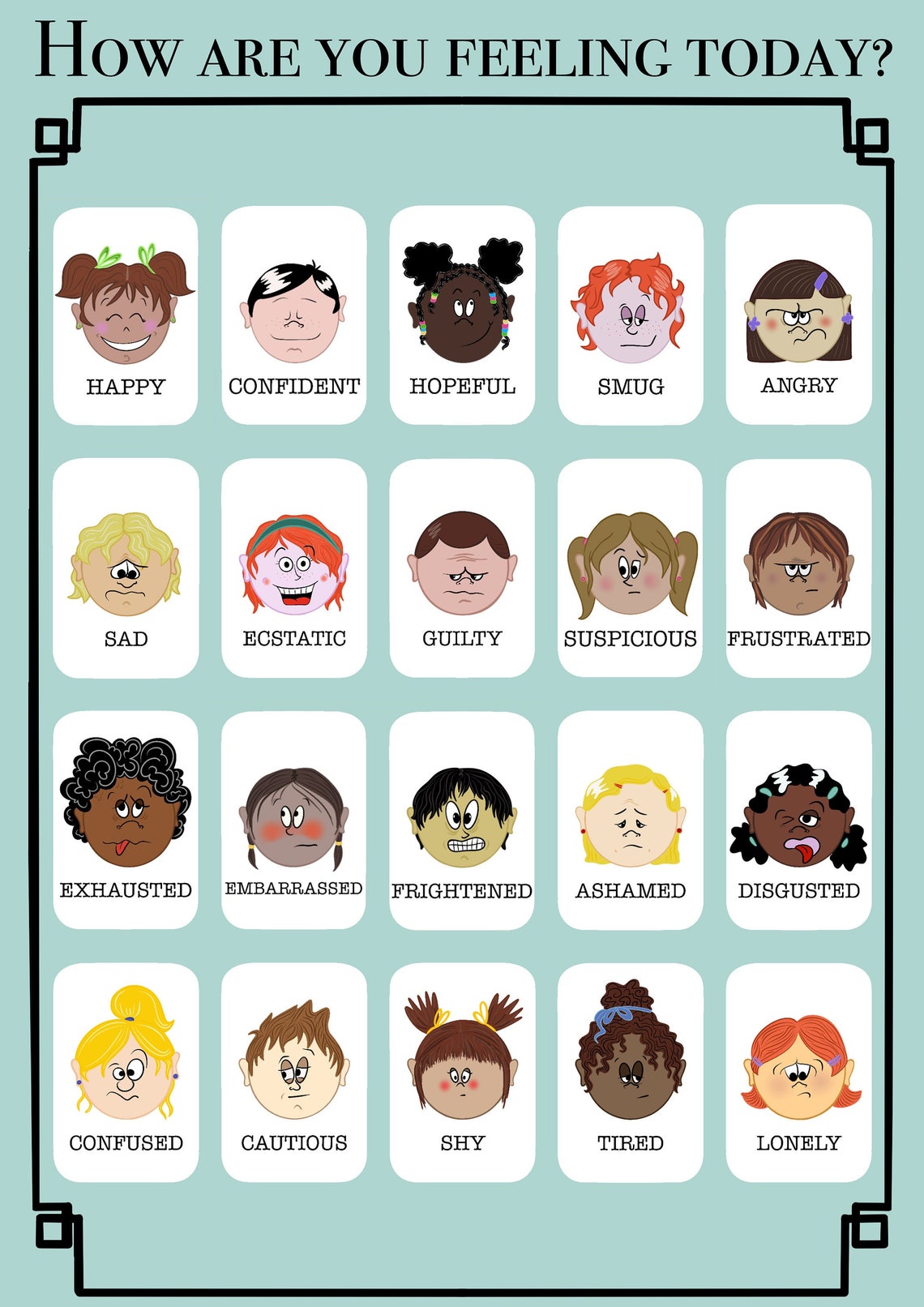 Big Emotions, Hand Drawn Printable Flash Cards for Kids/toddlers for ...