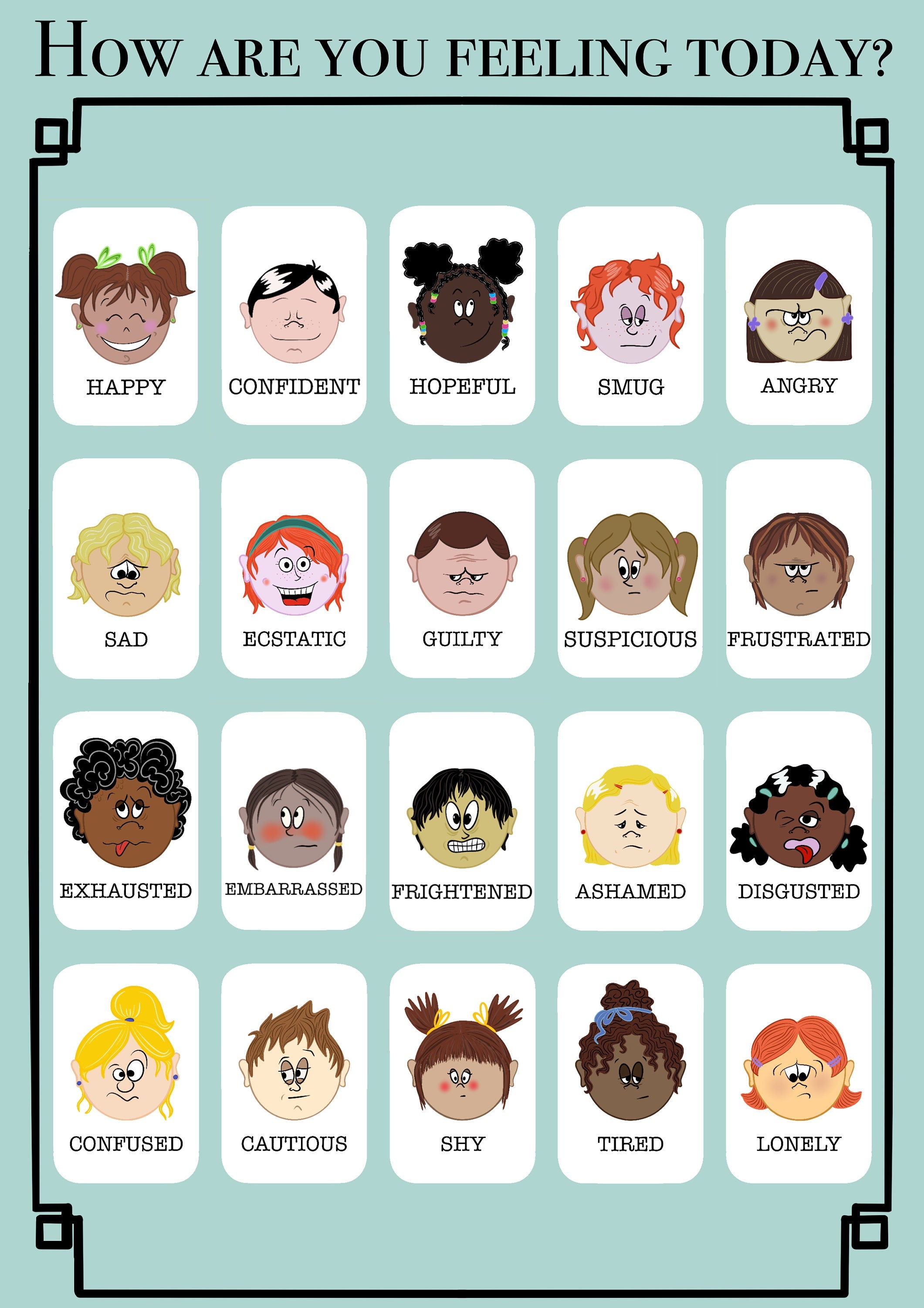 Big Emotions, Hand Drawn Printable Flash Cards for Kids/toddlers for ...