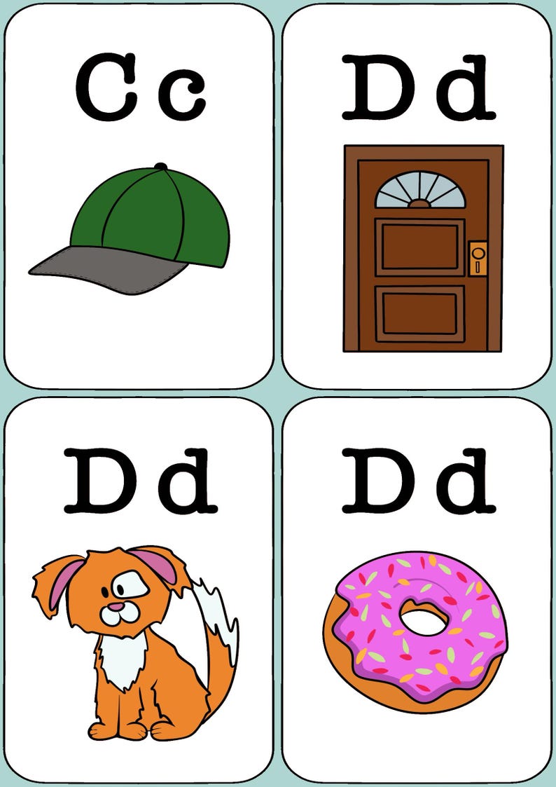 78 Printable Alphabet Educational Flash Cards With Pictures for Kids ...