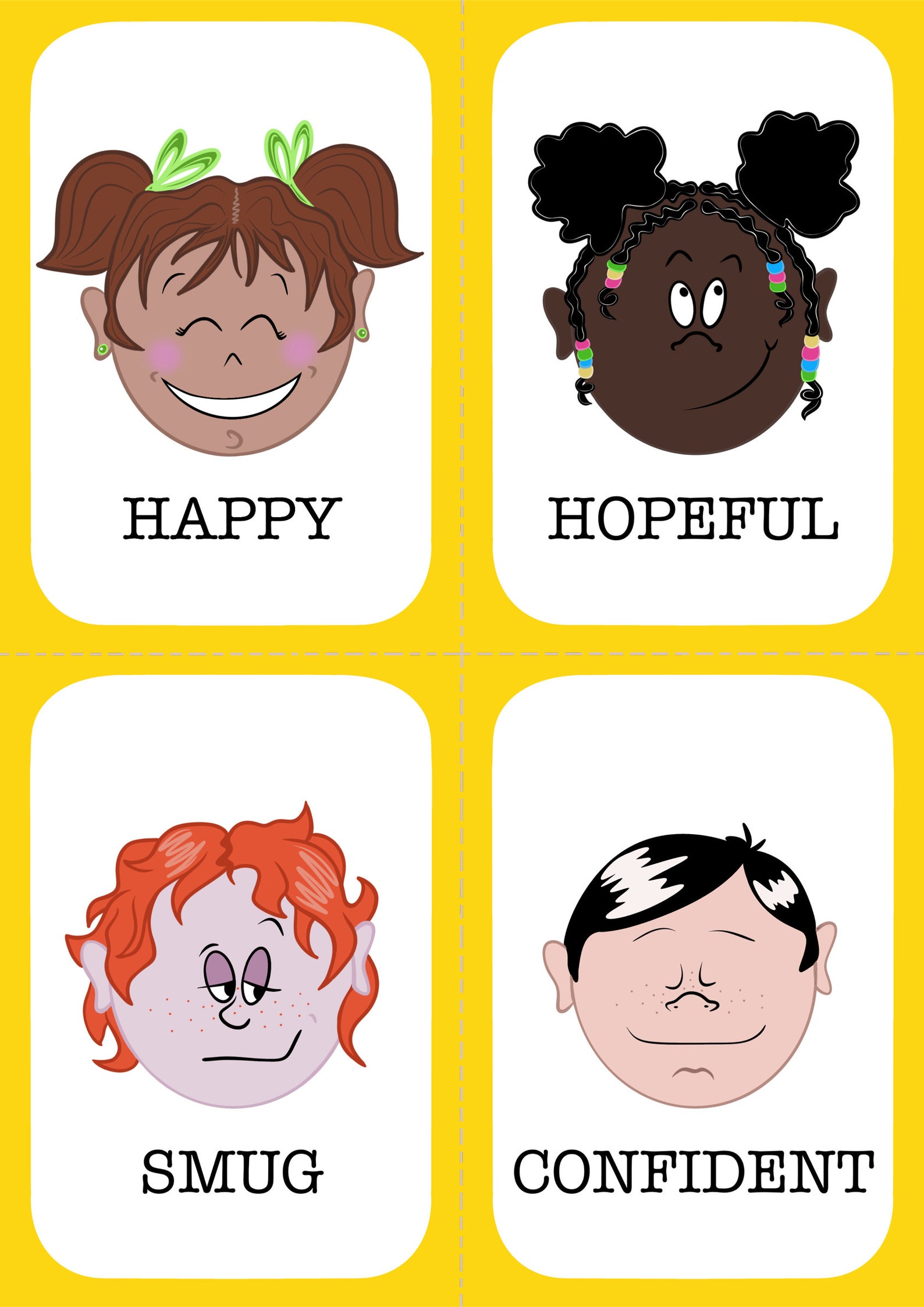 Big Emotions, Hand Drawn Printable Flash Cards for Kids/toddlers for ...