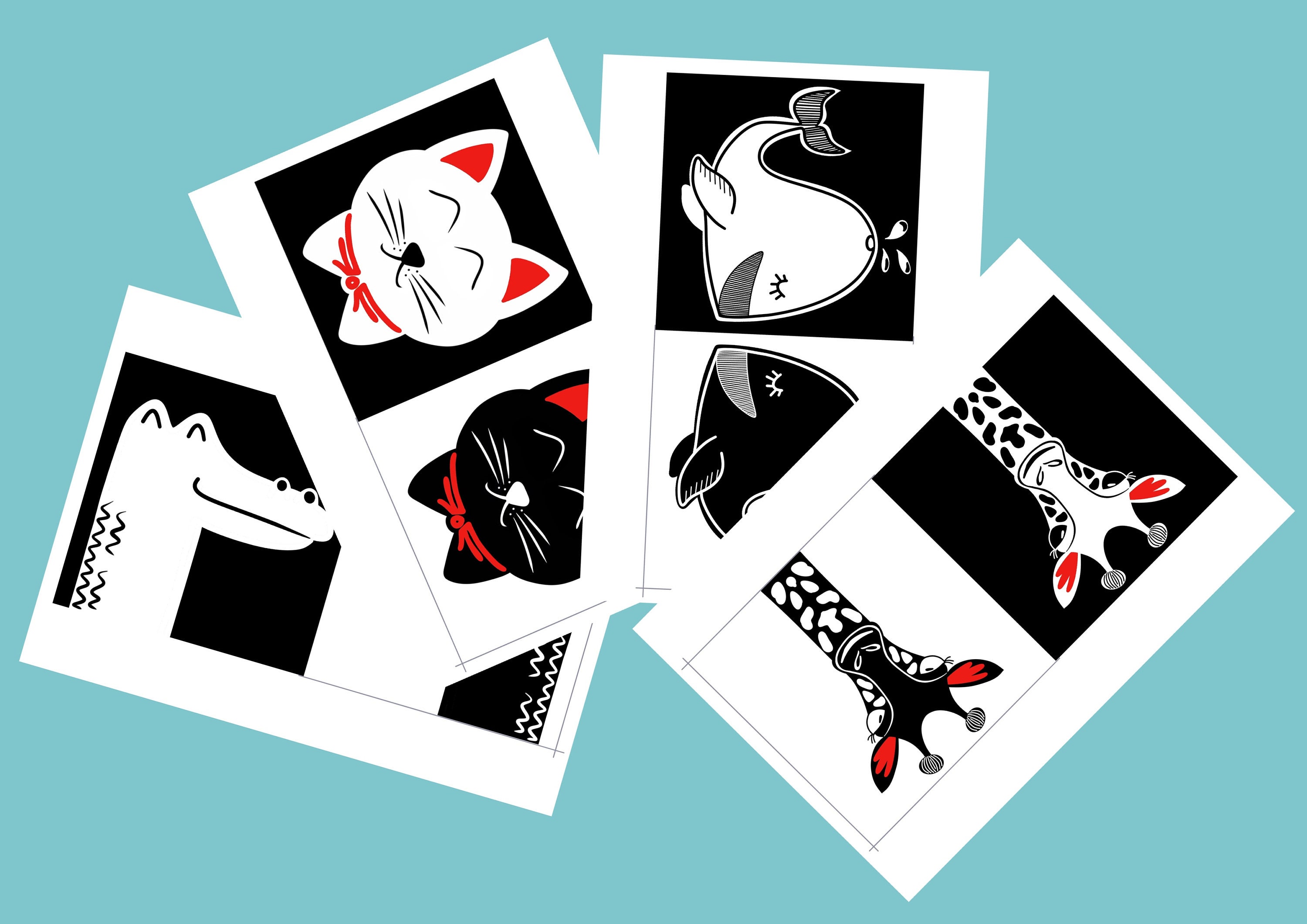 200 High Contrast Black, White, Red Sensory Cards for Infants ...