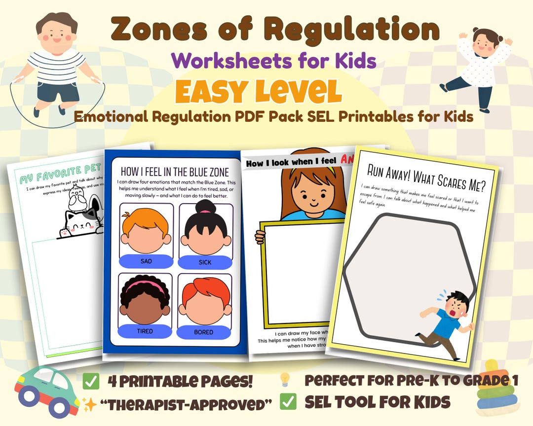 Zones of Regulation Worksheets for Kids – SEL Printable Activities for ...