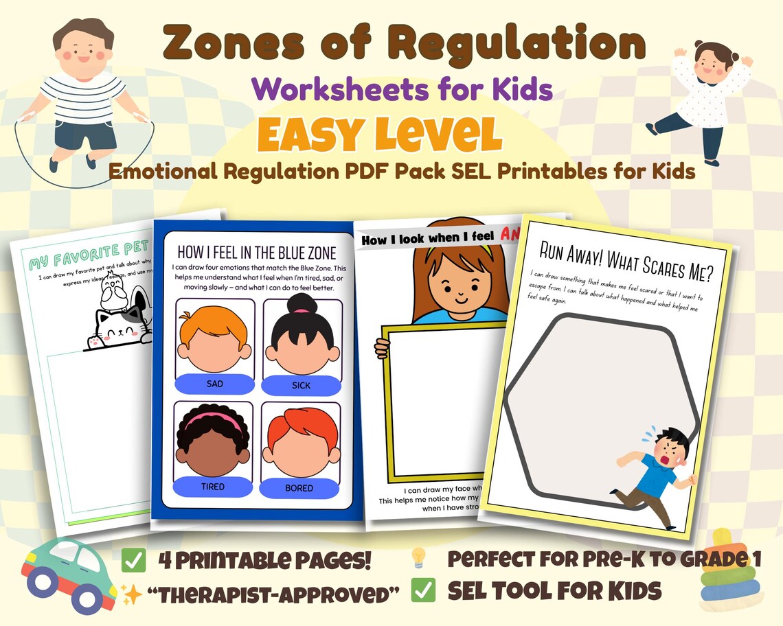 Zones of Regulation Worksheets for Kids – SEL Printable Activities for ...