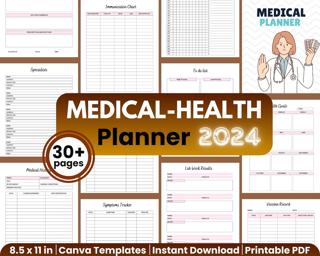 Medical Planner Printable 2024 Healthcare Planner Blood - Etsy UK