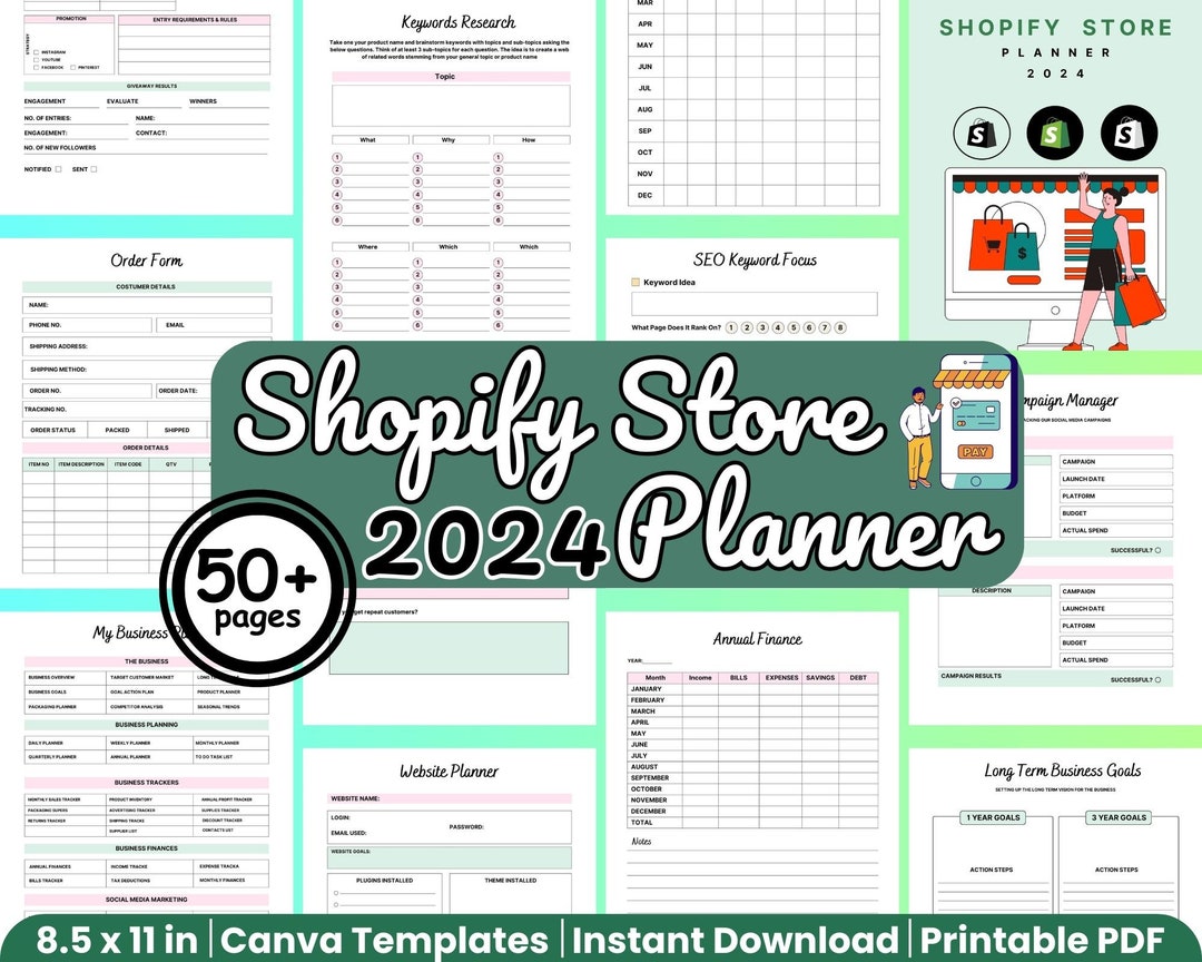 Shopify Planner Shopify Business Planner Ecommerce Planner - Etsy