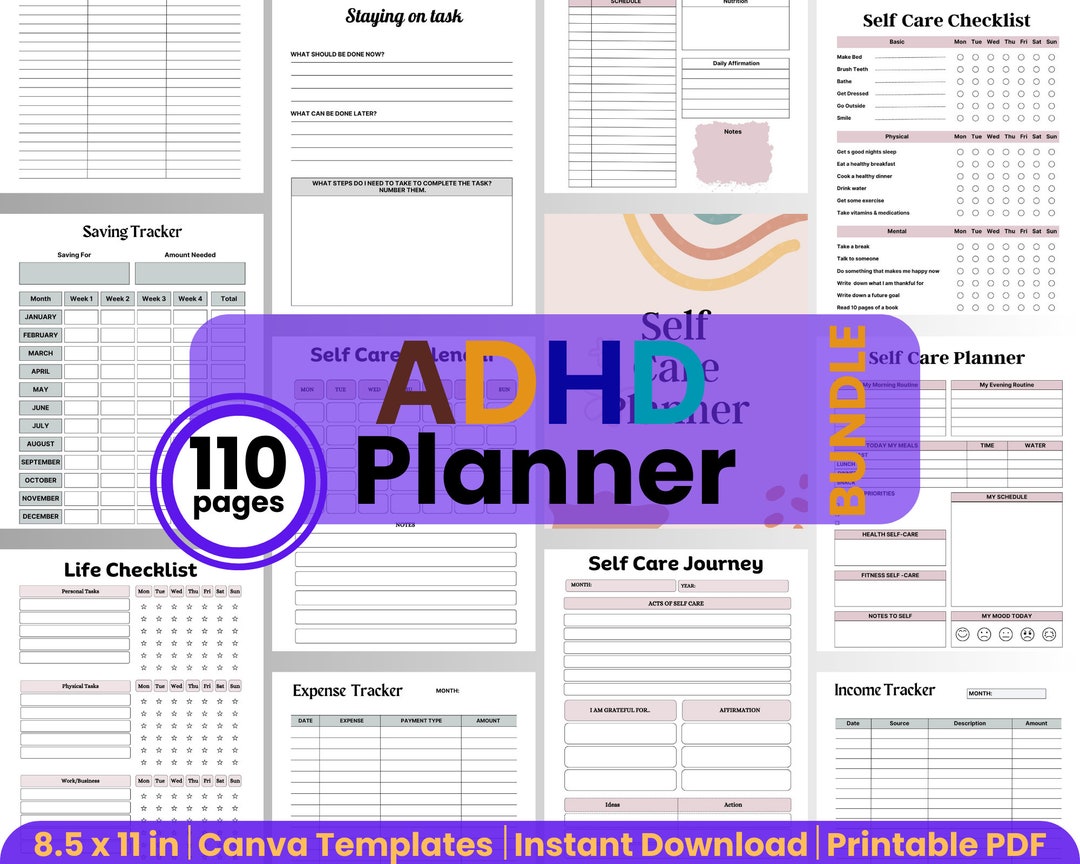 ADHD Planner Bundle Digital Planner Bundle PDF Mental Health - Etsy