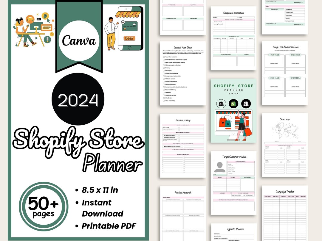 Printable Shopify Store Planner Editable Ecommerce Webshop Template ...