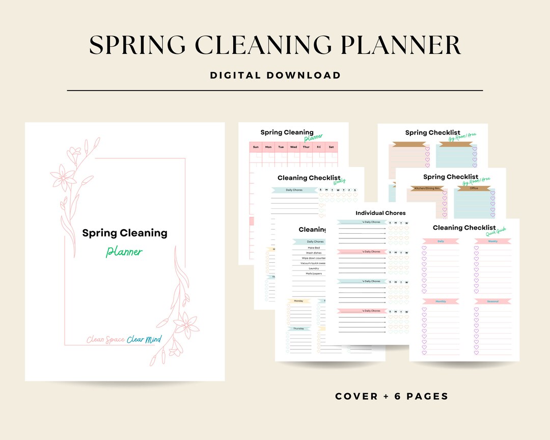 Spring Cleaning Planner Printable, Cleaning Checklist, Cleaning ...