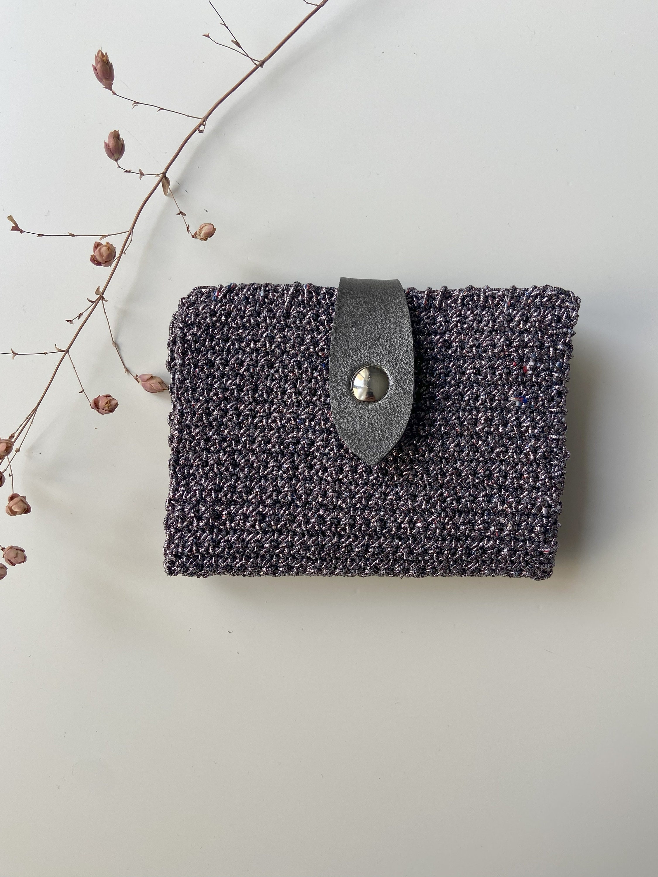 Metallic Yarn Bag Crochet Bag Clutch Bag Evening Shiny - Etsy