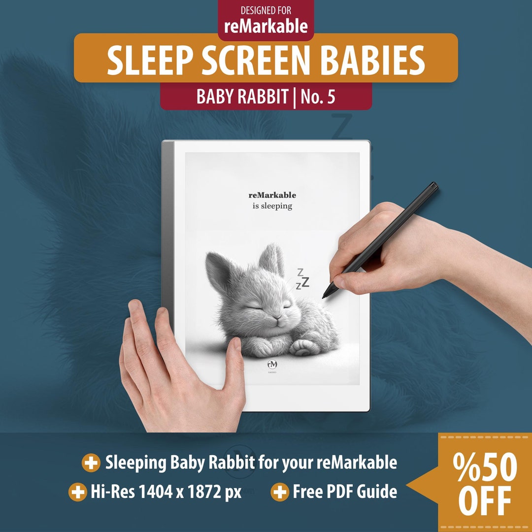 Custom Remarkable 2 Sleep Screen - Sleeping Baby Rabbit Design ...