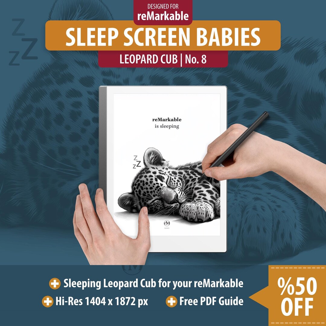 Sleeping Leopard Cub Remarkable 2 Sleep Screen (PNG + PDF Guide) - Etsy