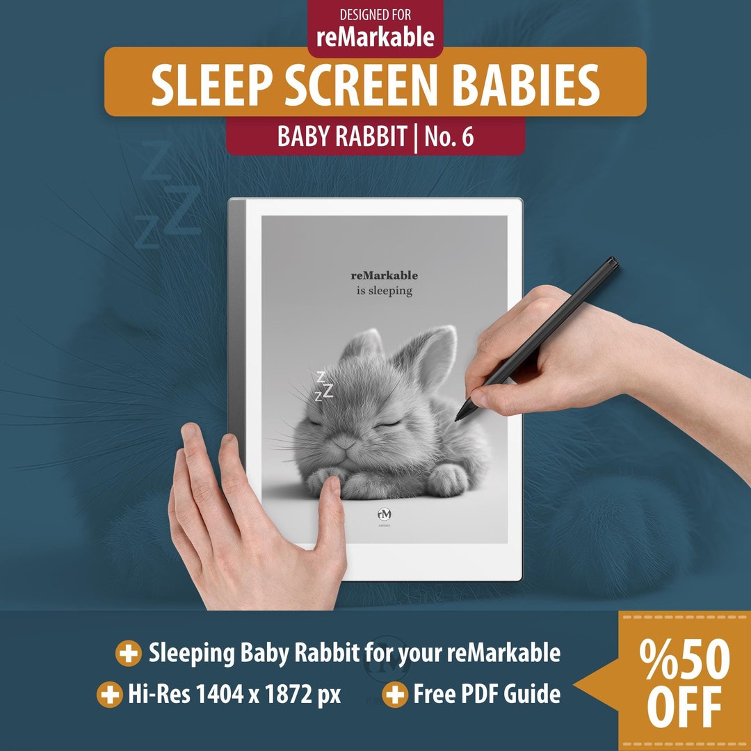 Custom Remarkable 2 Sleep Screens - Cute Baby Animals - Baby Rabbit ...