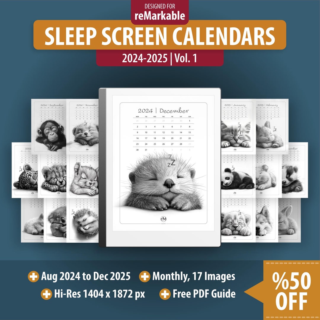 Remarkable 2 Sleep Screen Calendar: Sleeping Baby Animals (digital ...