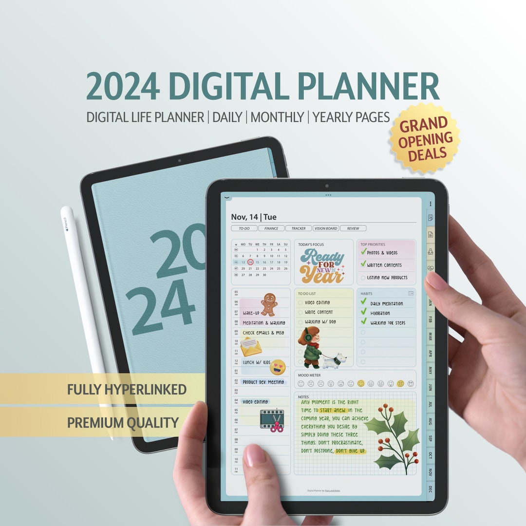 Digital Planner 2024, Digital Notebook, iPad Planner, Digital Notes ...
