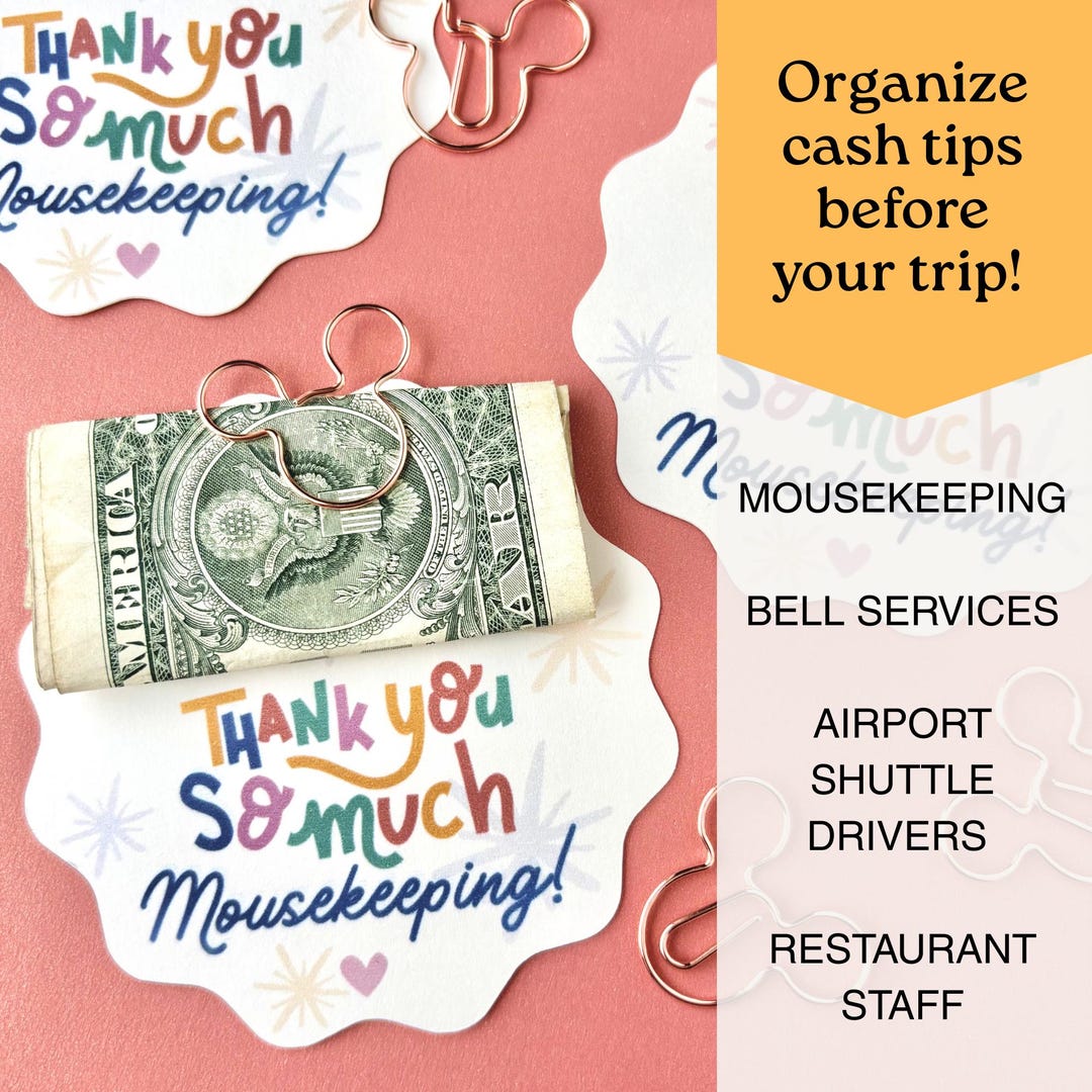 Mousekeeping Tip Holder With Gold Mickey Paperclip for Disney Cruise ...