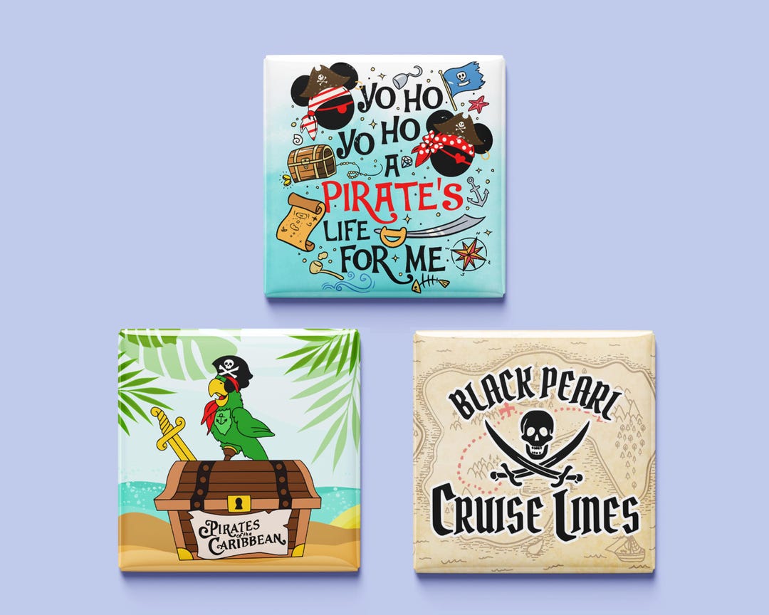 Pirate Night Disney Cruise Door Magnet Set – 3-pack 2x2 Cruise Magnets ...