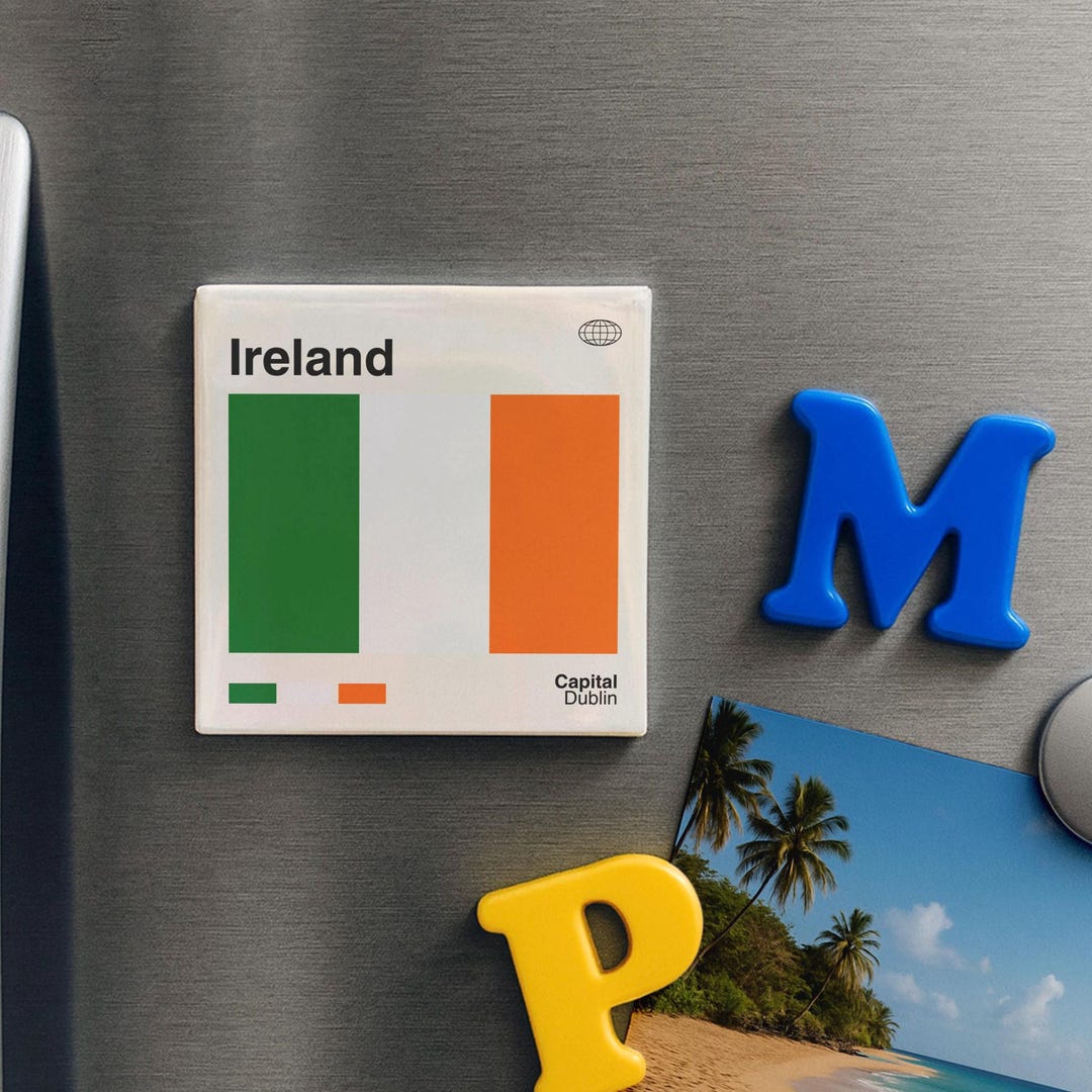 Irish Flag Magnet: Mid-century Modern Ireland Travel Souvenir - Etsy