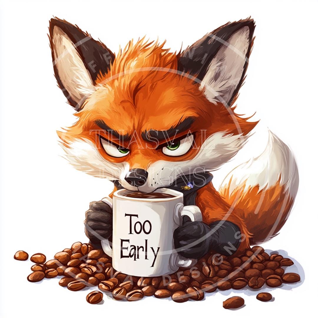Grumpy Coffee Animals Clipart, PNG Images (commercial Use) (digital ...