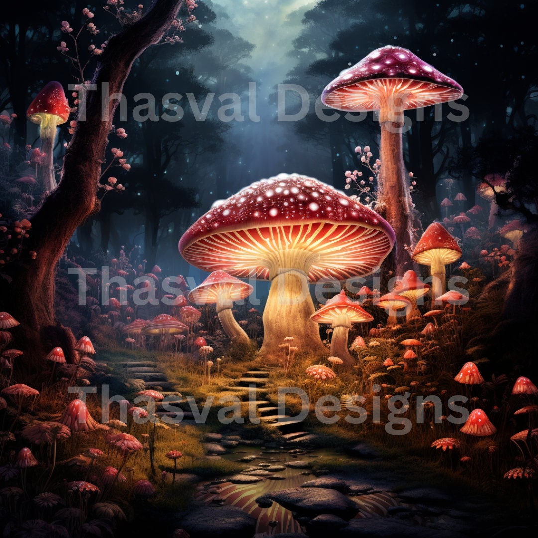 Enchanted Mushroom Forest Clipart: Mystical PNG Images (digital ...