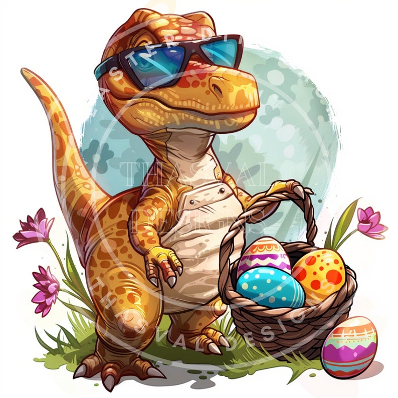 Easter Dinosaur Clipart, 8 High-quality Pngs, Dinosaur T Rex Easter PNG ...