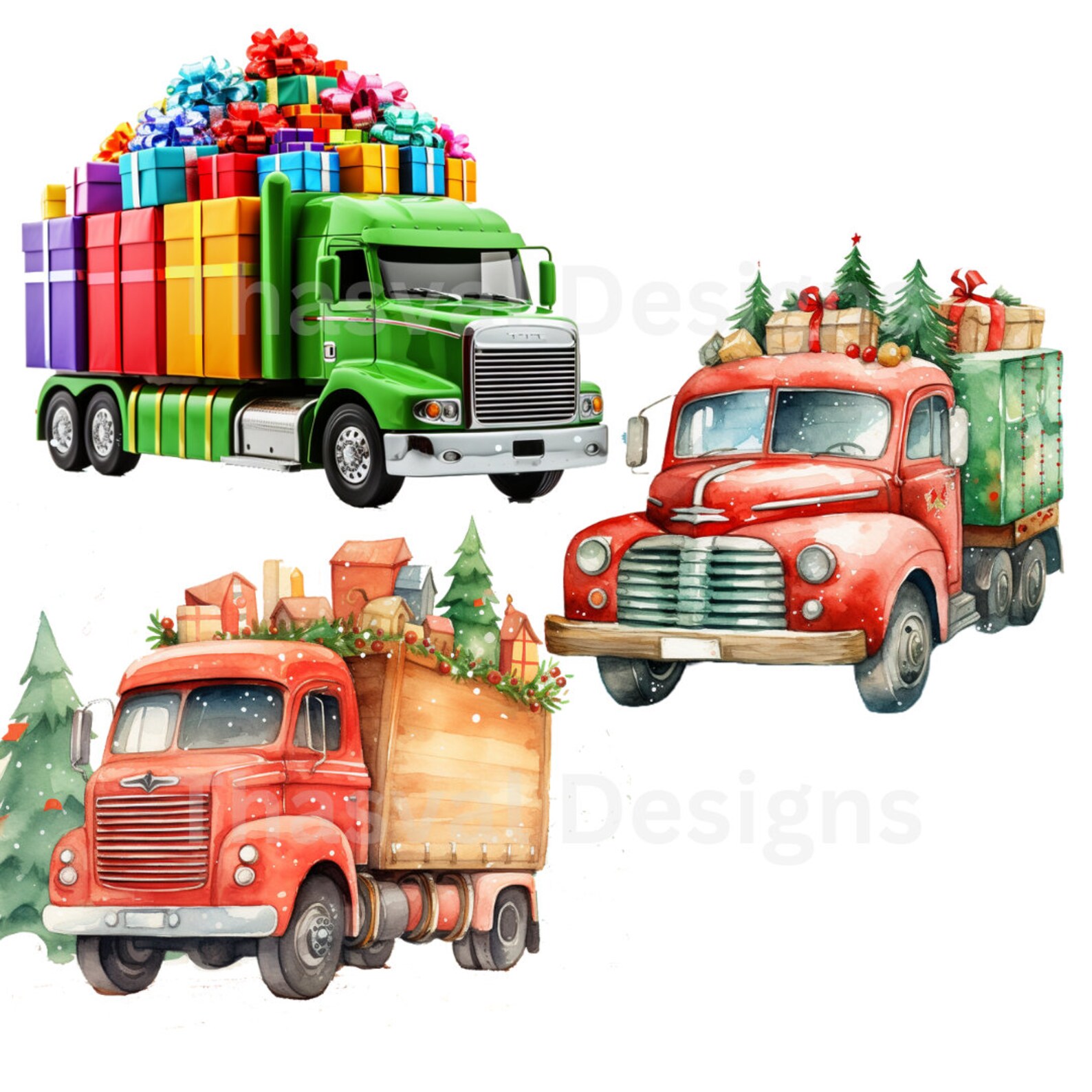 Christmas Truck Clipart: Holiday PNG Bundle (digital Download) - Etsy