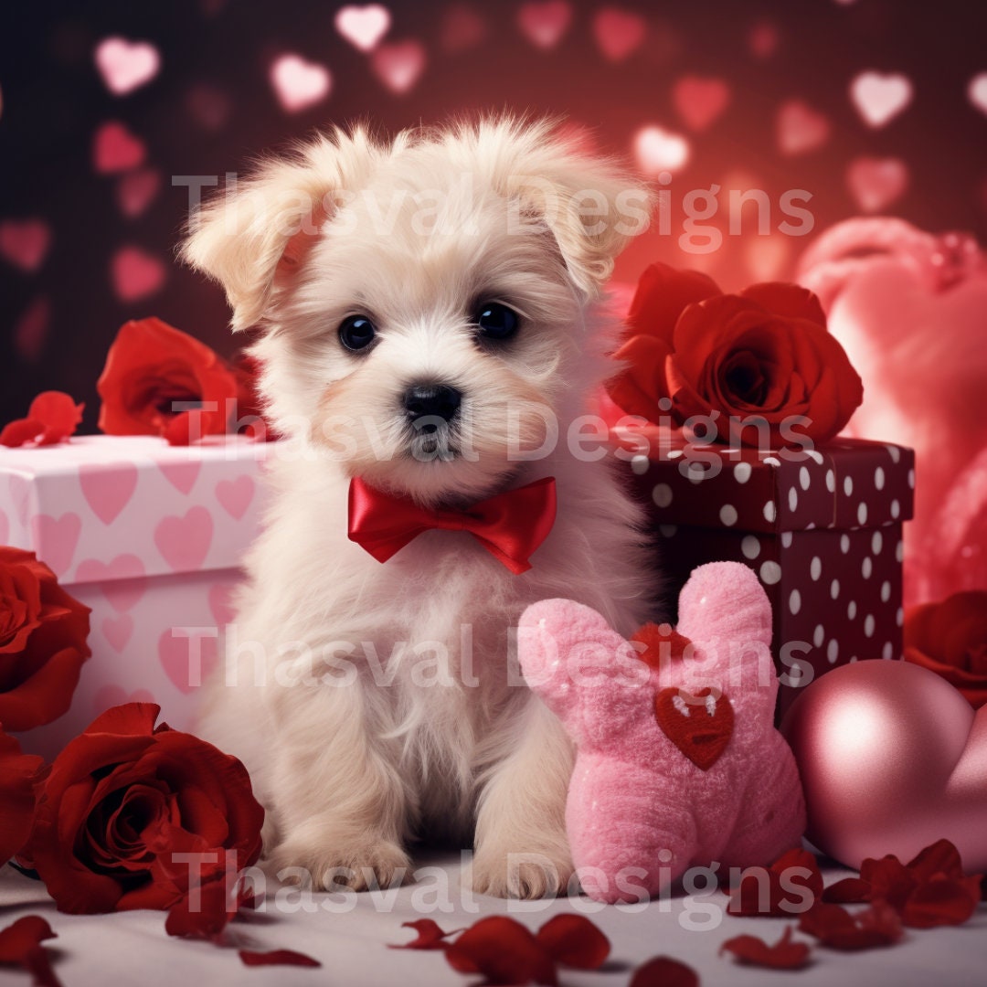 Valentine Cute Puppy Clipart, 9 High Quality Pngs, Valentine's Day ...